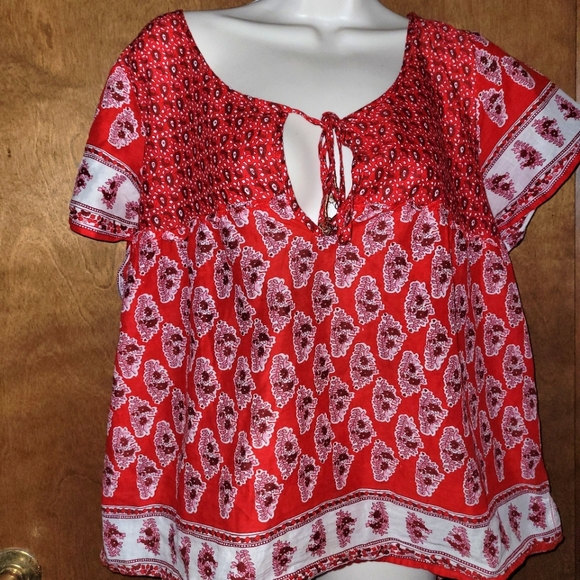 American Eagle Outfitters | Tops | Red Bandana Inspired Top | Poshmark